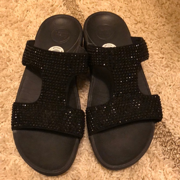 Fitflop | Shoes | Fitflop Black Sequence Slippers | Poshmark